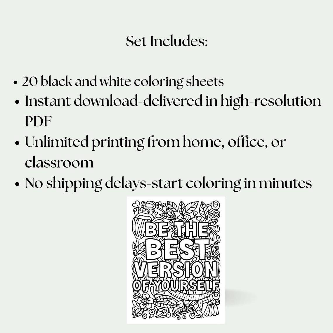 Uplifting Quotes Coloring Bundle – 20 Printable Pages for Calm ...