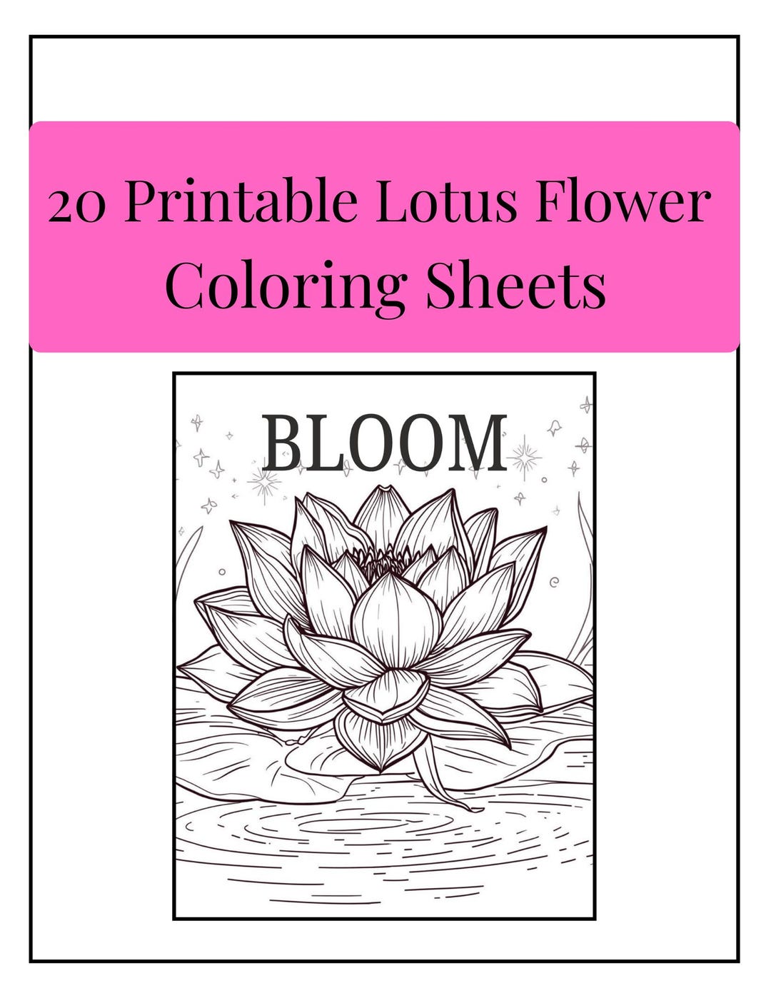 20 Lotus Flower Coloring Pages | Printable Adult Coloring Bundle for ...