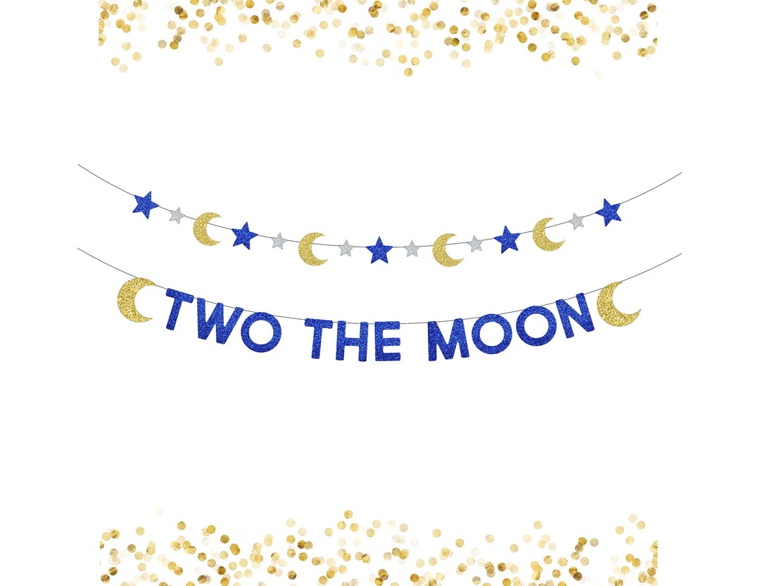 Two the Moon Birthday Banner . 2 the Moon . 2nd Birthday Party . Space ...