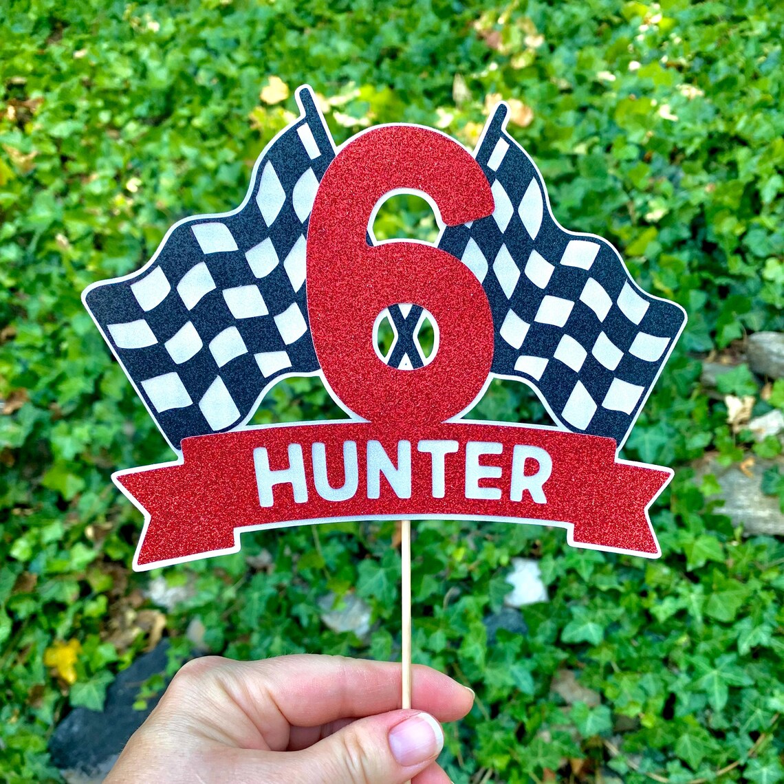 Racing Cake Topper . Custom Racecar Birthday Decorations . Finish Line ...