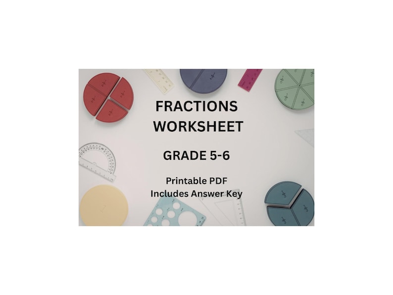 Fractions Worksheet for Kids Grade 5-6 | Printable Math Worksheet PDF ...
