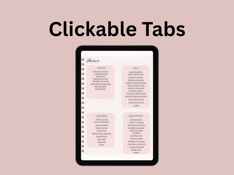 The Ultimate Rich Girl Digital Planner | Pink |clickable Tabs ...