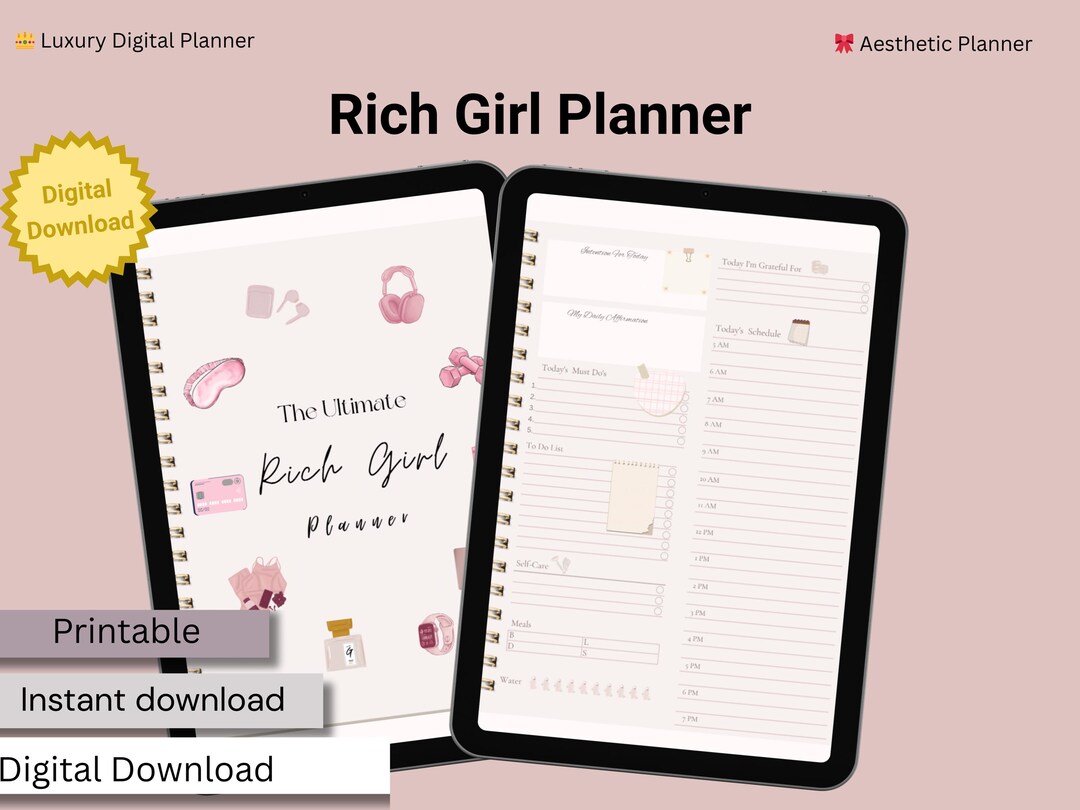 The Ultimate Rich Girl Digital Planner | Pink |clickable Tabs ...