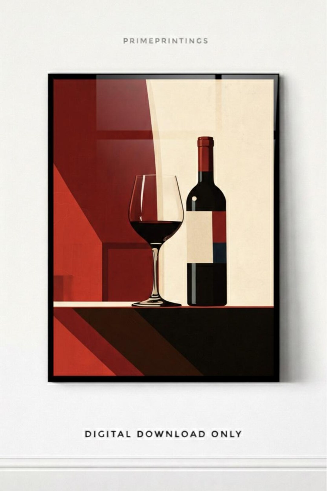 Minimalist Wine Art Print, Abstract Kitchen Decor (digital Download) - Etsy