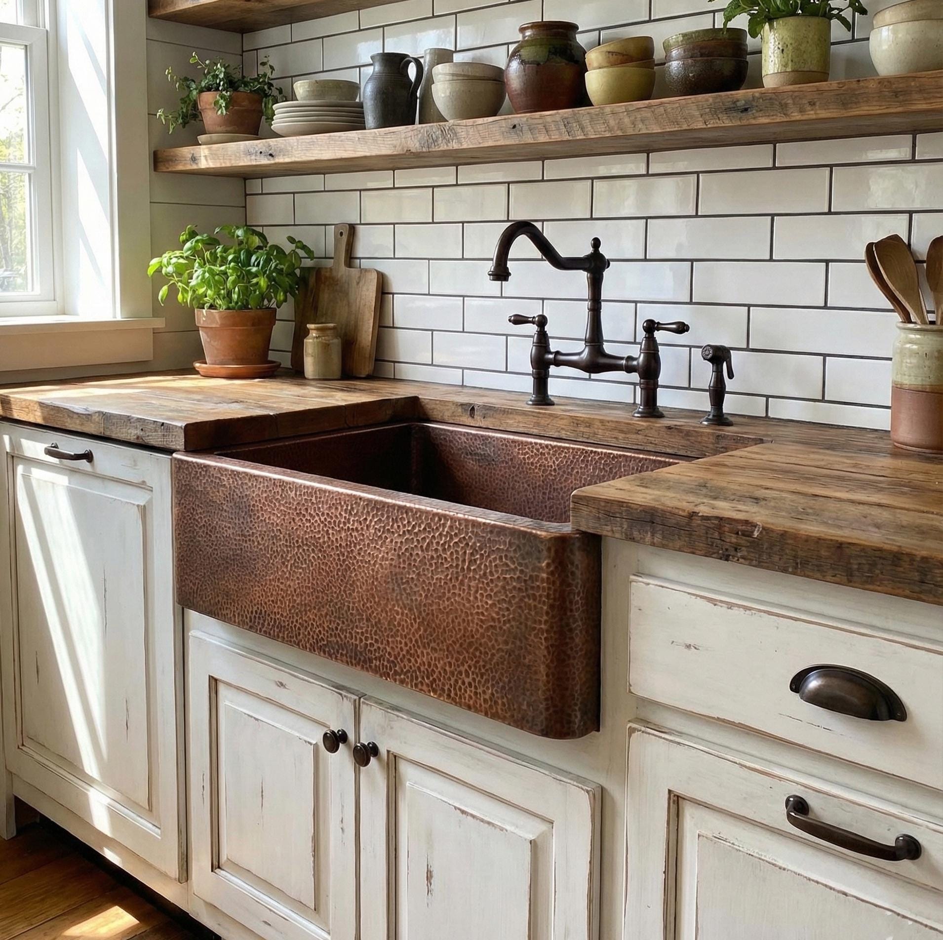Handmade Copper Farmhouse Sink – Rustic Undermount Kitchen Sink - Etsy