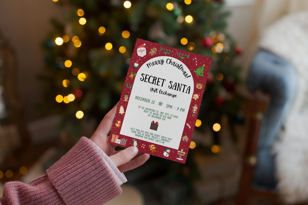 Secret Santa Invitation | Festive Gift Exchange Invite (digital ...