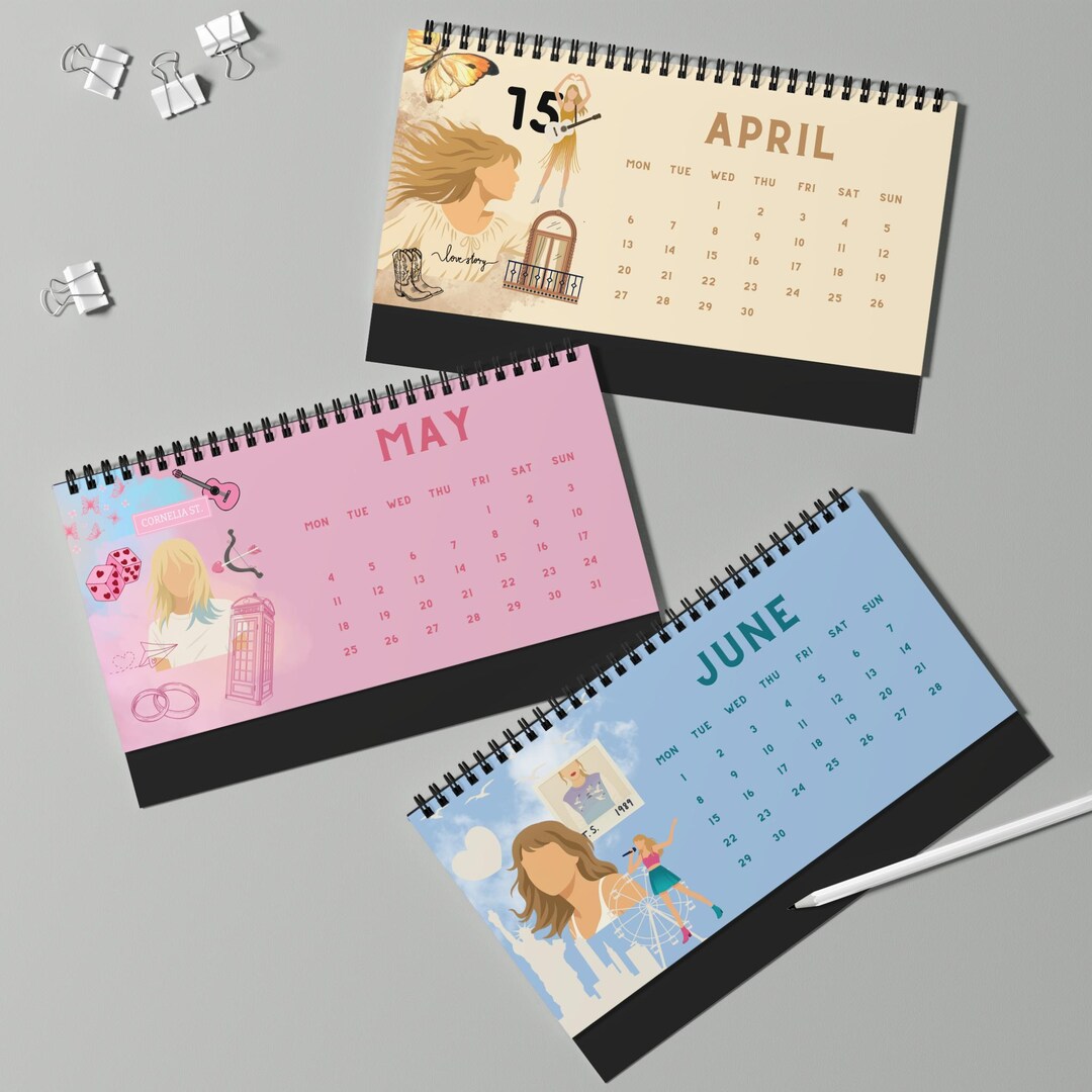 Eras Collection Swiftie Inspired Desk Calendar | Colorful Monthly ...