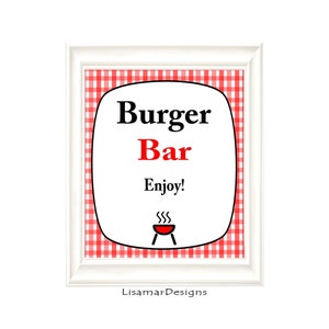Burger Bar Table Sign, DIY Printable Baby Shower Sign, Baby Q Sign, BBQ ...