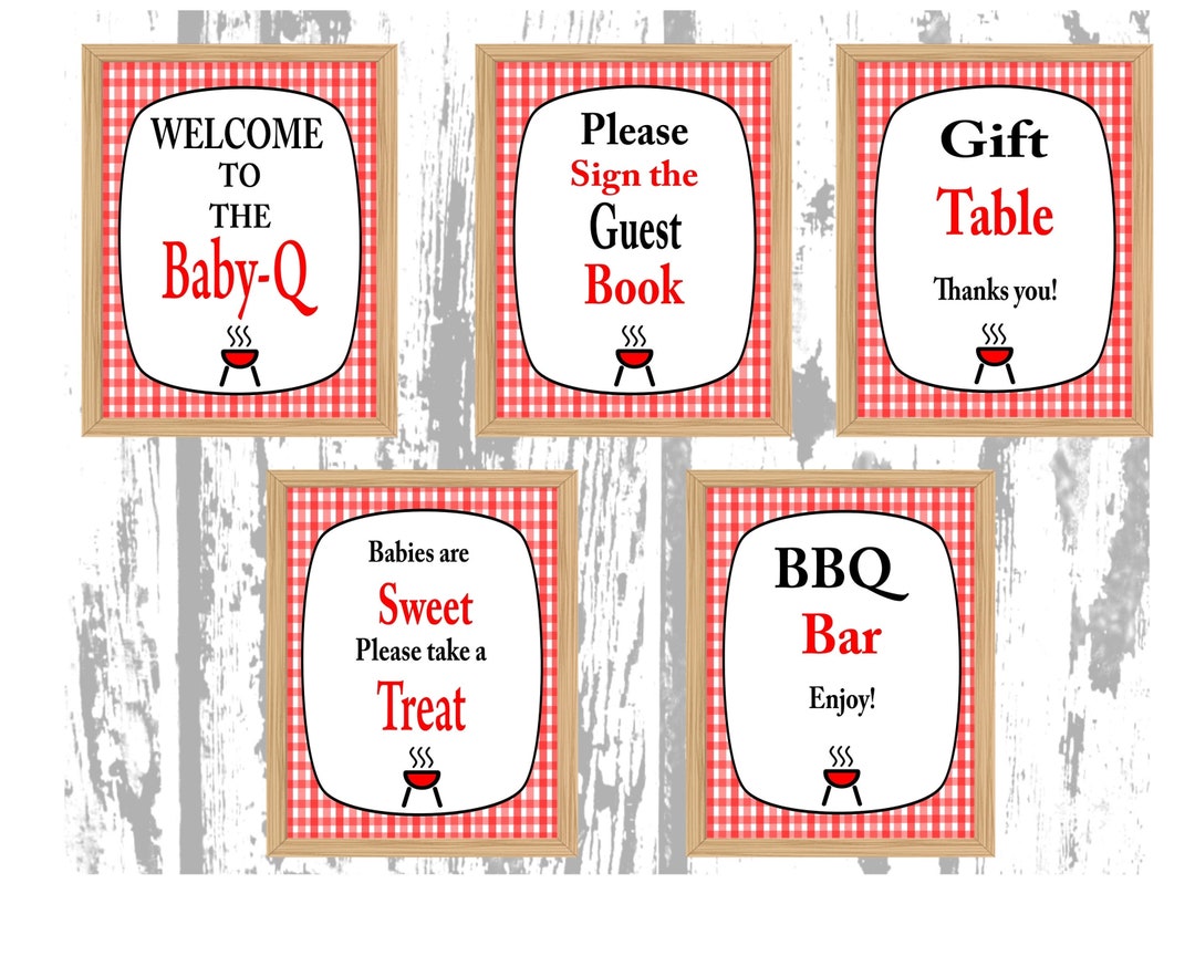 Baby-q Table Signs Pack, DIY Printable Baby Shower Signs, BBQ Theme ...