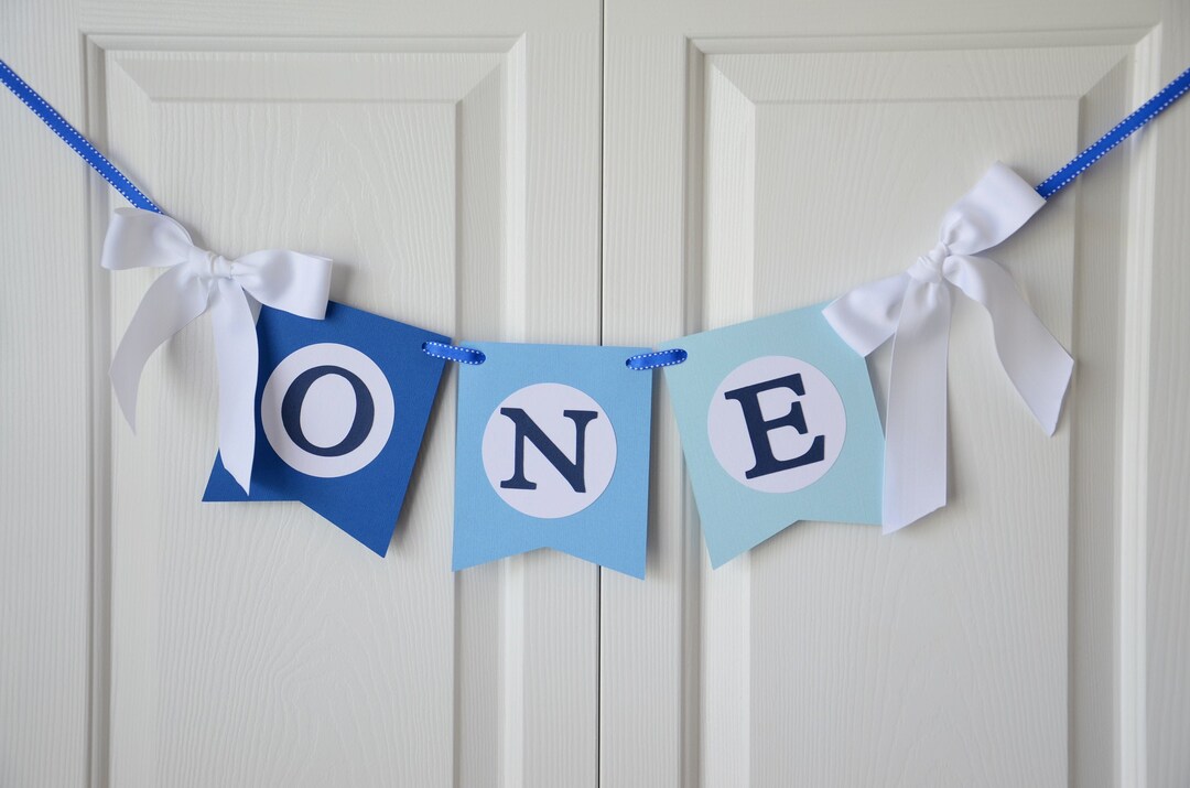 Blue Ombre ONE Banner, High Chair Banner, Blue ONE Banner, Modern ...