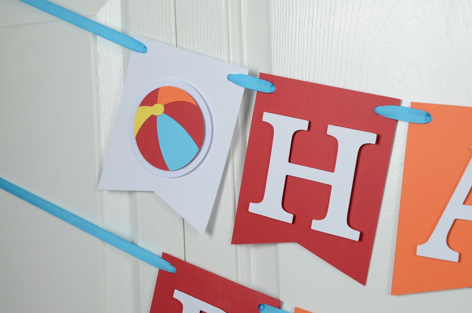 Beach Ball Happy Birthday Banner Beach Ball Birthday - Etsy