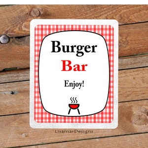 Burger Bar Table Sign, DIY Printable Baby Shower Sign, Baby Q Sign, BBQ ...