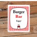 Burger Bar Table Sign, DIY Printable Baby Shower Sign, Baby Q Sign, BBQ ...
