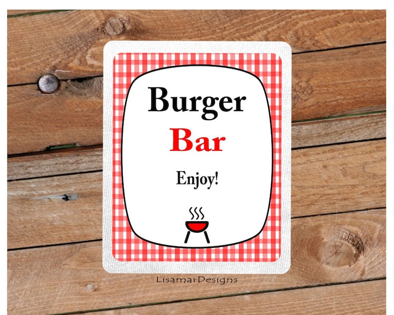 Burger Bar Table Sign DIY Printable Baby Shower Sign Baby Q | Etsy Canada