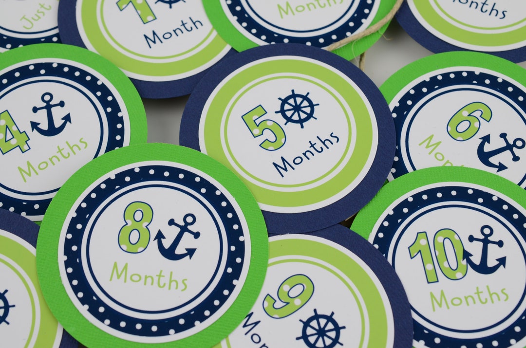 Nautical First Year Photo Banner: Navy, Lime, Anchor Theme - Etsy
