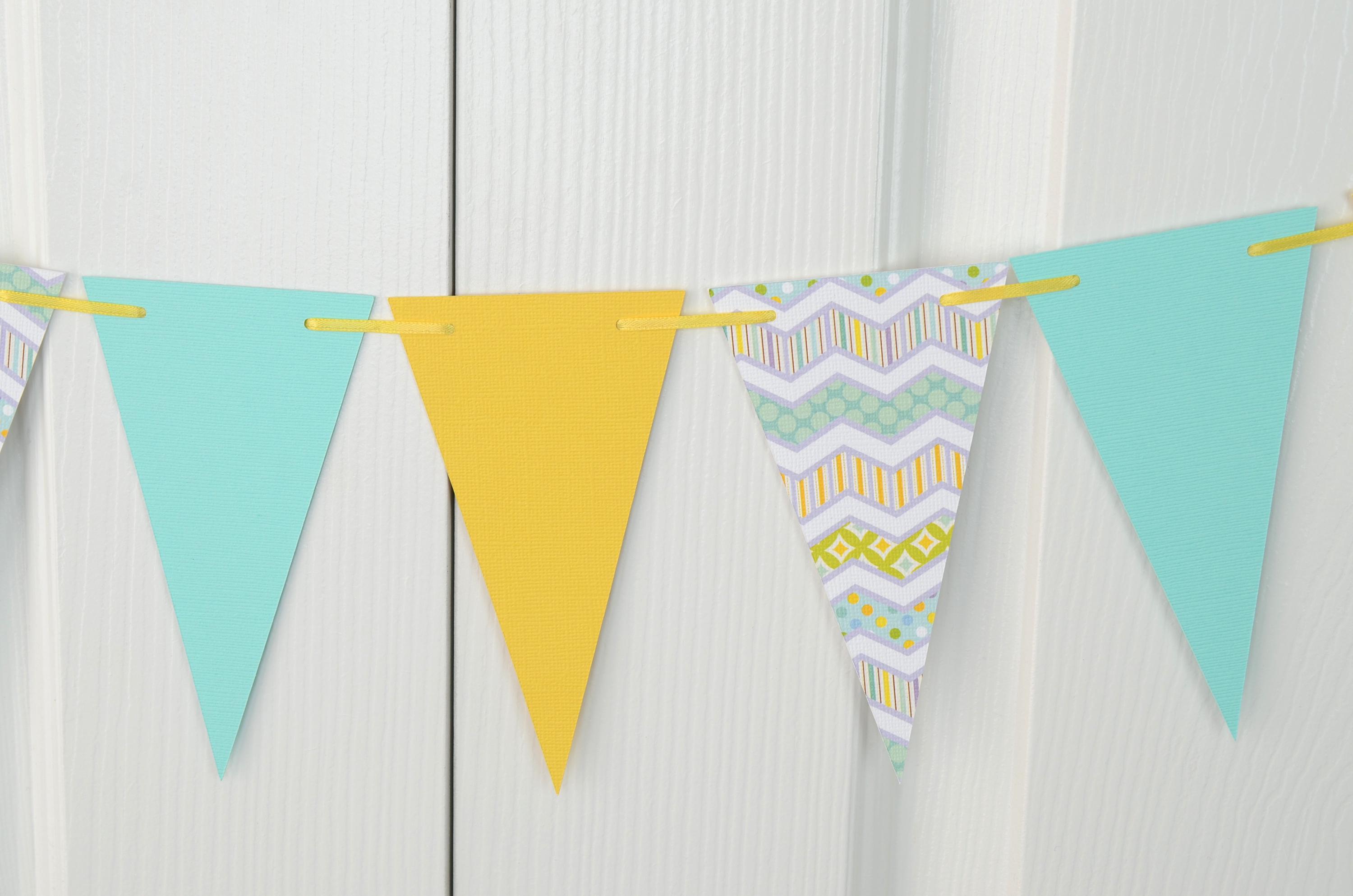 Aqua Yellow Chevron Triangle Pennant Banner Gender Neutral Baby Party ...