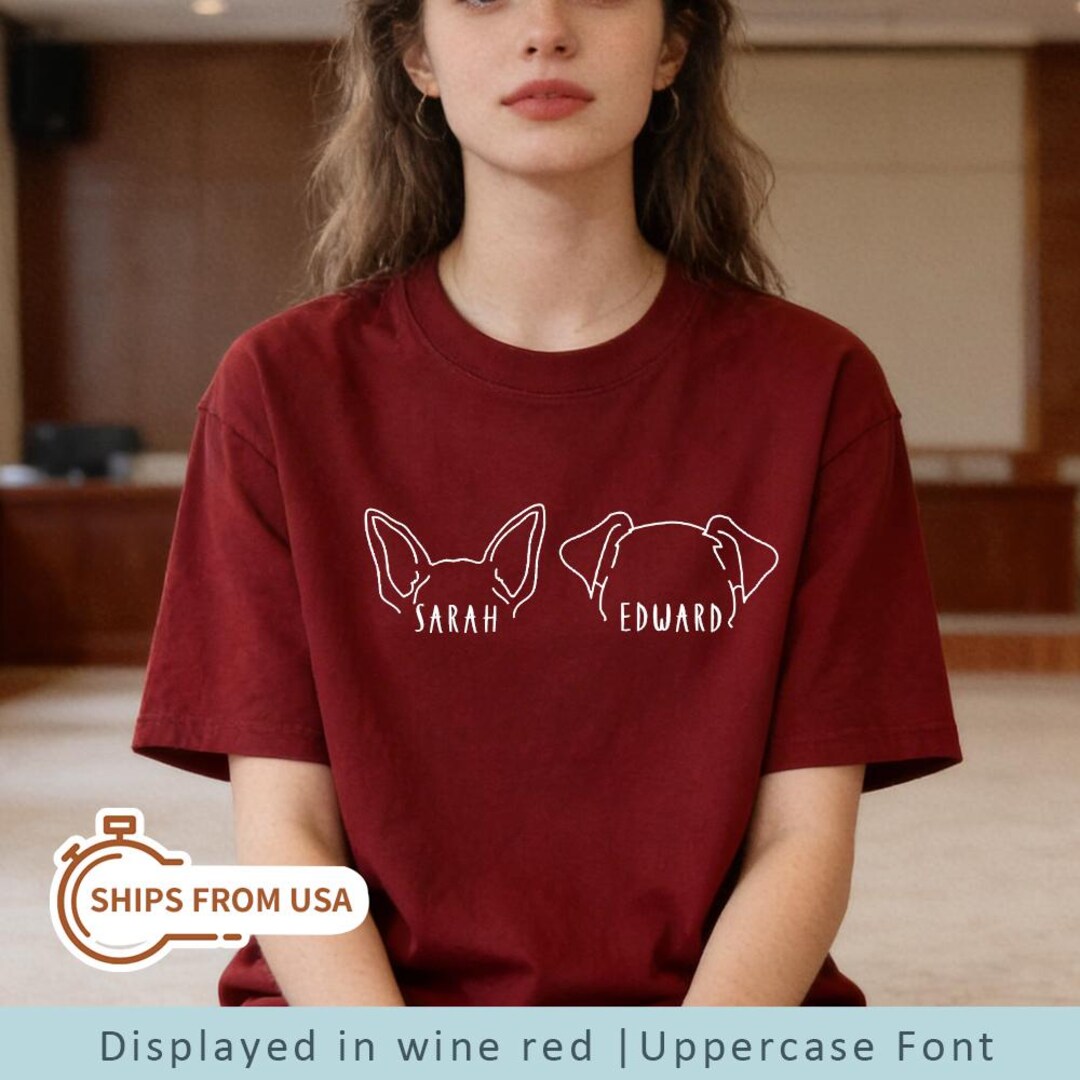 Personalized Pet Ears Outline Shirt Custom Dog Cat Ear Outline T-shirt ...