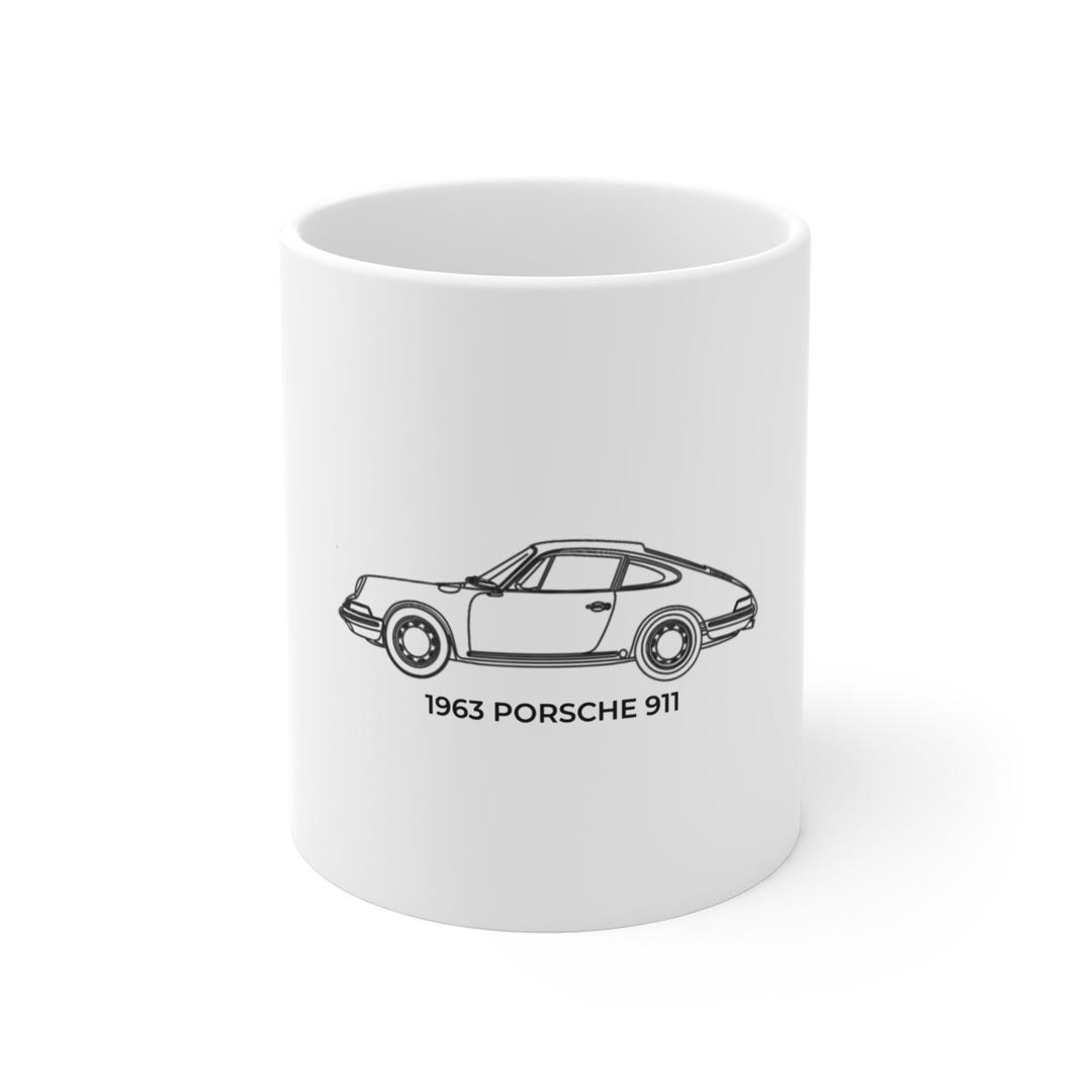Porsche 911 Mug - Classic Car Line Art, 11oz Ceramic Coffee Cup ...