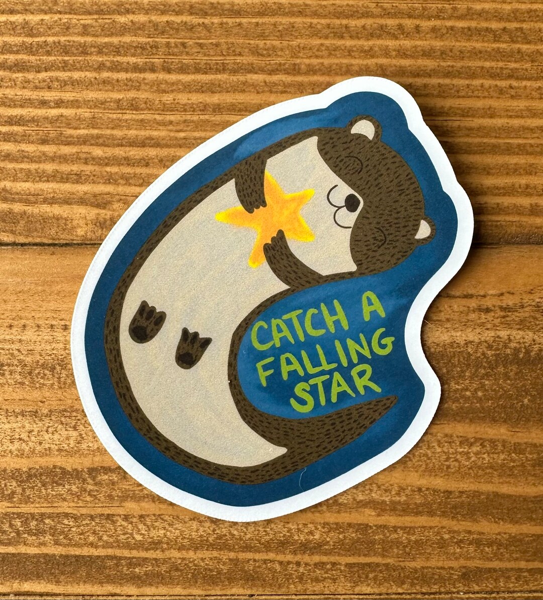Catch a Falling Star Otter Original Digital Art Sticker ~ Vinyl Matte ...