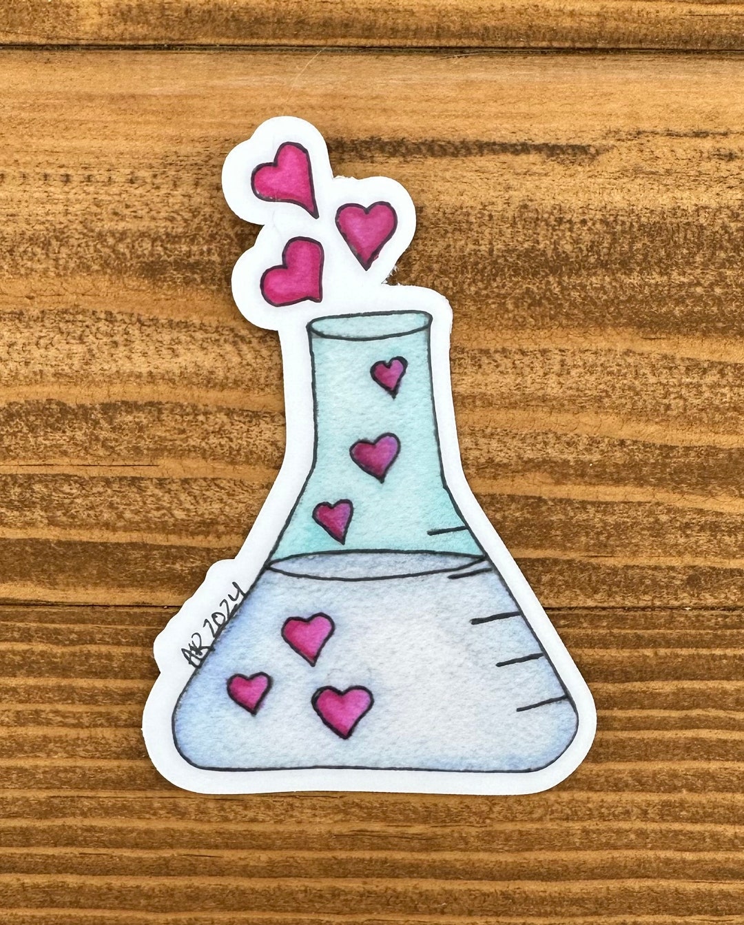 Beaker Love Original Watercolor Art Sticker ~ Vinyl Matte Laminate ...