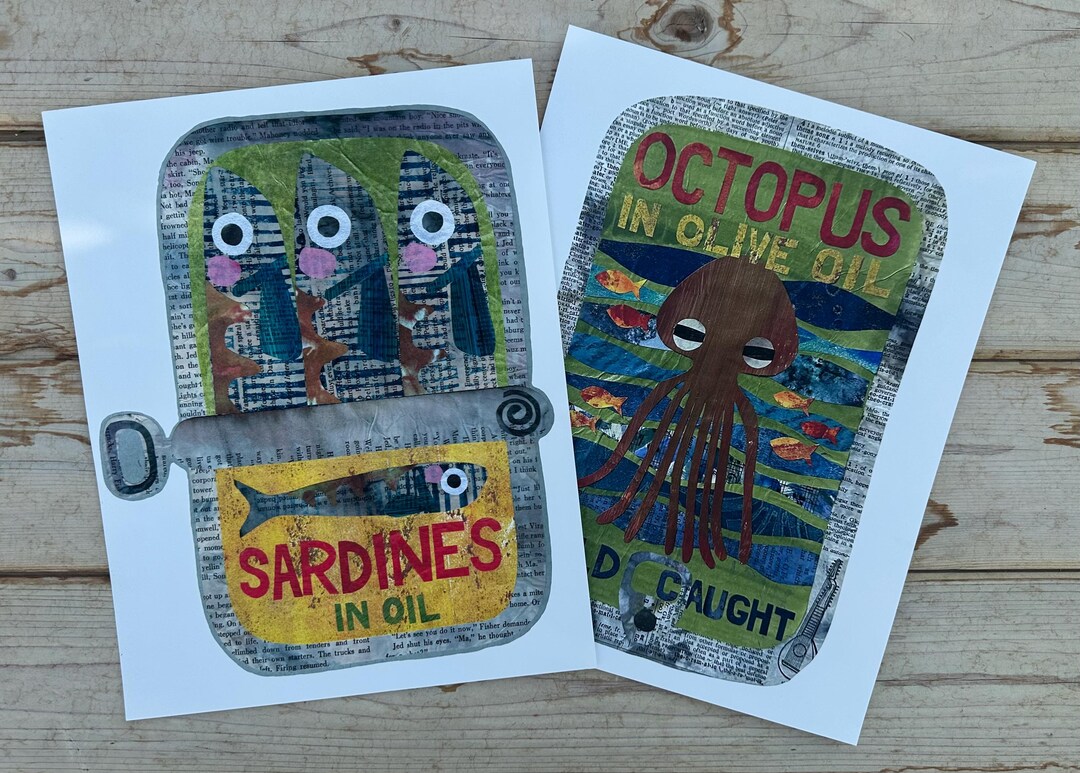 Tinned Fish Original Collage Art Prints ~ 11x14 ~ Choose Your Print ...
