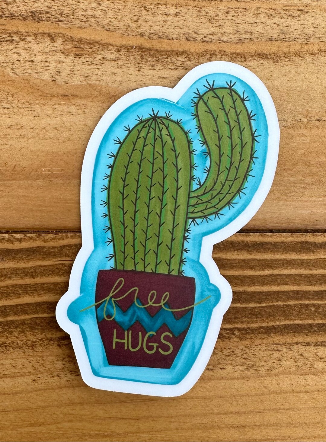 Free Hugs Cactus Original Digital Art Sticker ~ Vinyl Matte Laminate ...