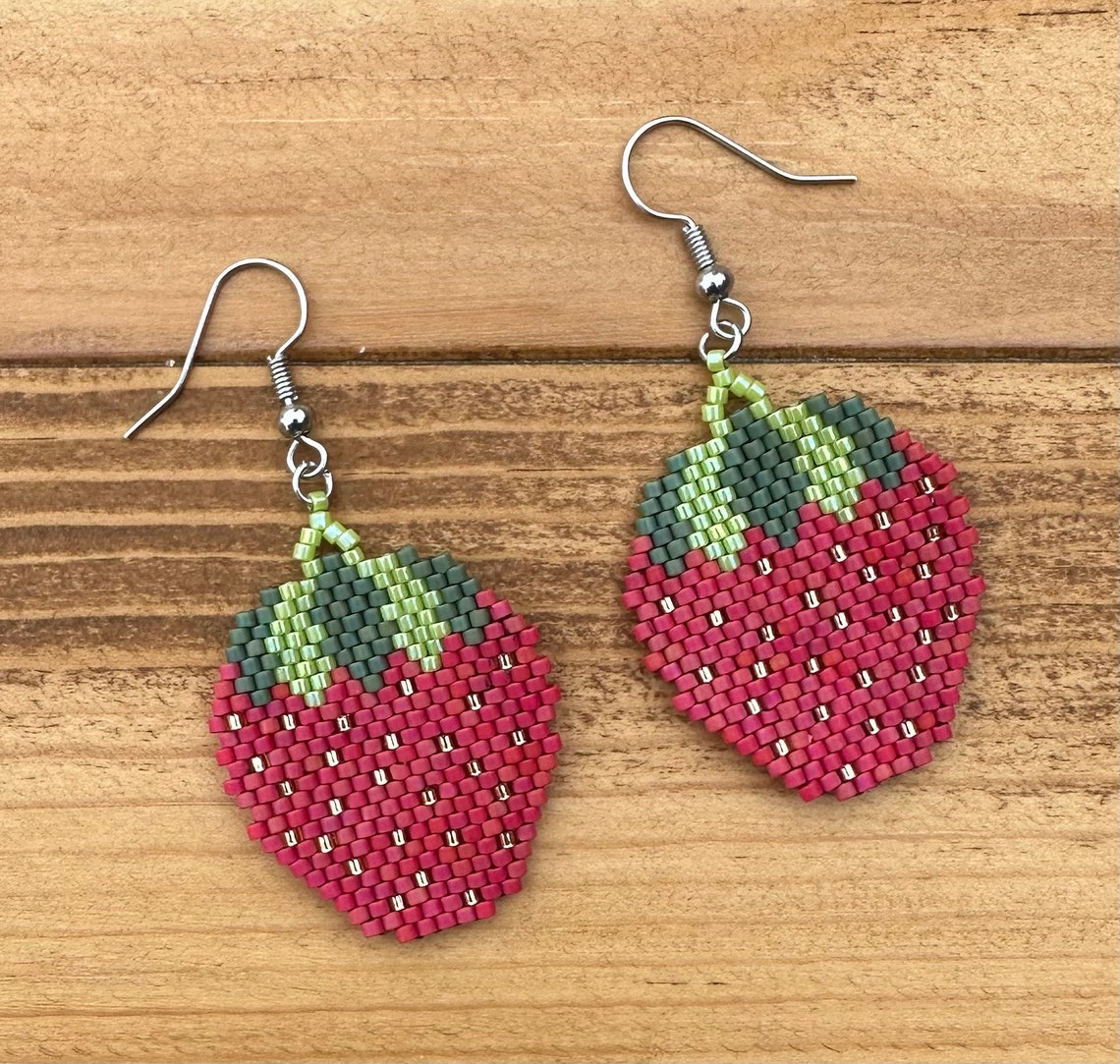 Strawberry Brick Stitch Earring Pattern PDF - Etsy