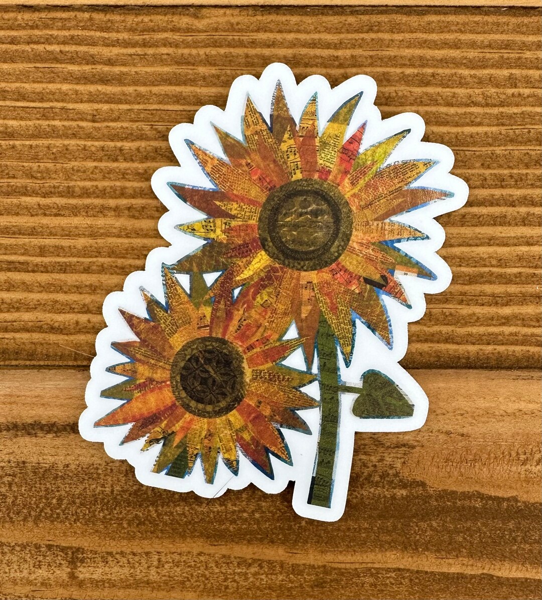 Sunflower Original Collage Art Sticker ~ Vinyl Matte Laminate ~ Flower ...