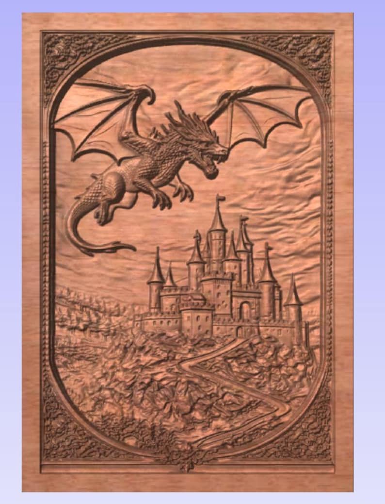 CNC STL File – Dragon Castle Relief Carving – the Sovereign – Wood ...