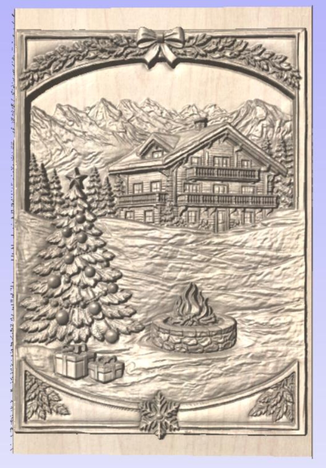 Winter Alpine Village Relief STL | Cozy Snowy Chalet Scene | CNC Wood ...