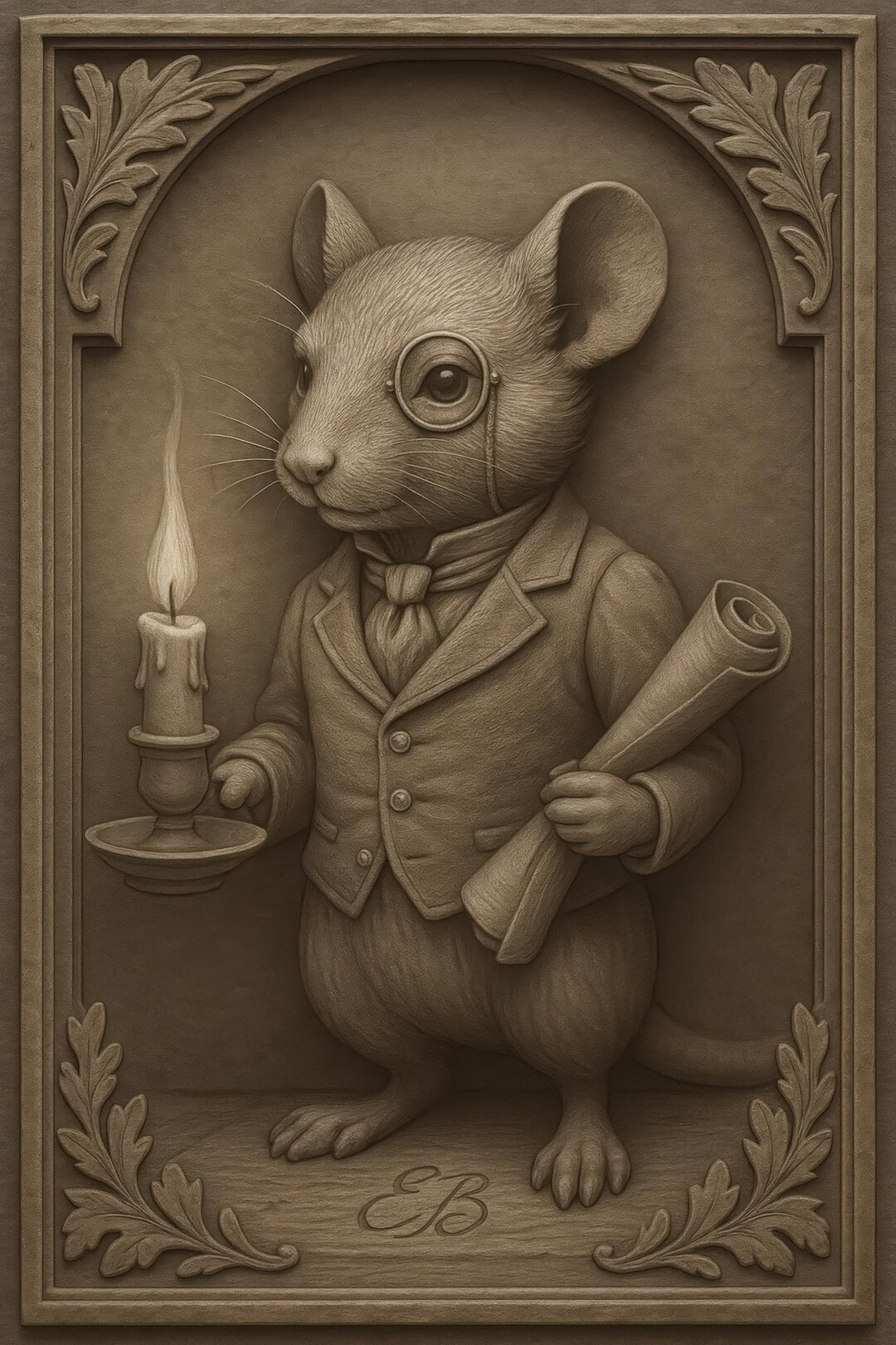 Victorian Mouse Relief STL File – Whimsical Animal CNC Router & Laser ...