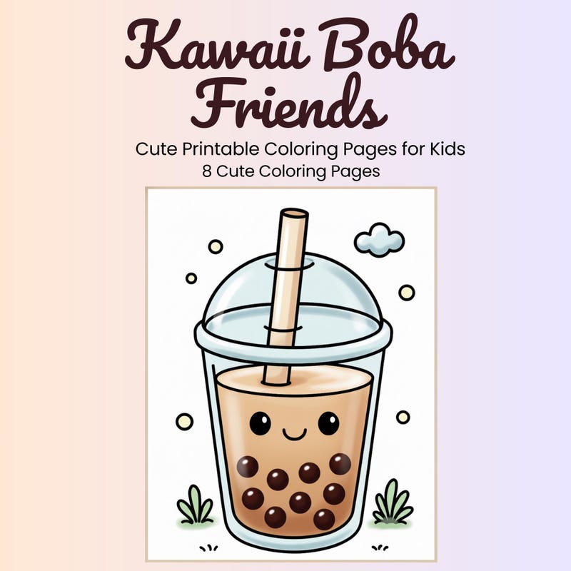 Cute Boba Coloring - Etsy