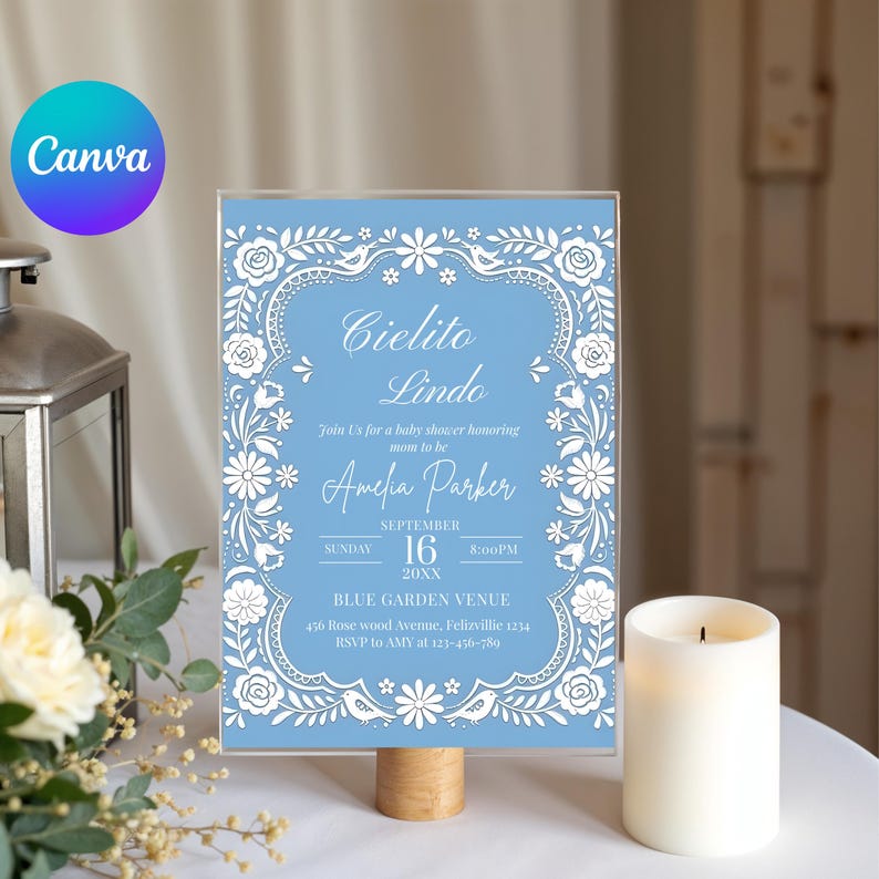 Editable Cielito Lindo Mexican Talavera Baby Shower Invitation, Dusty ...