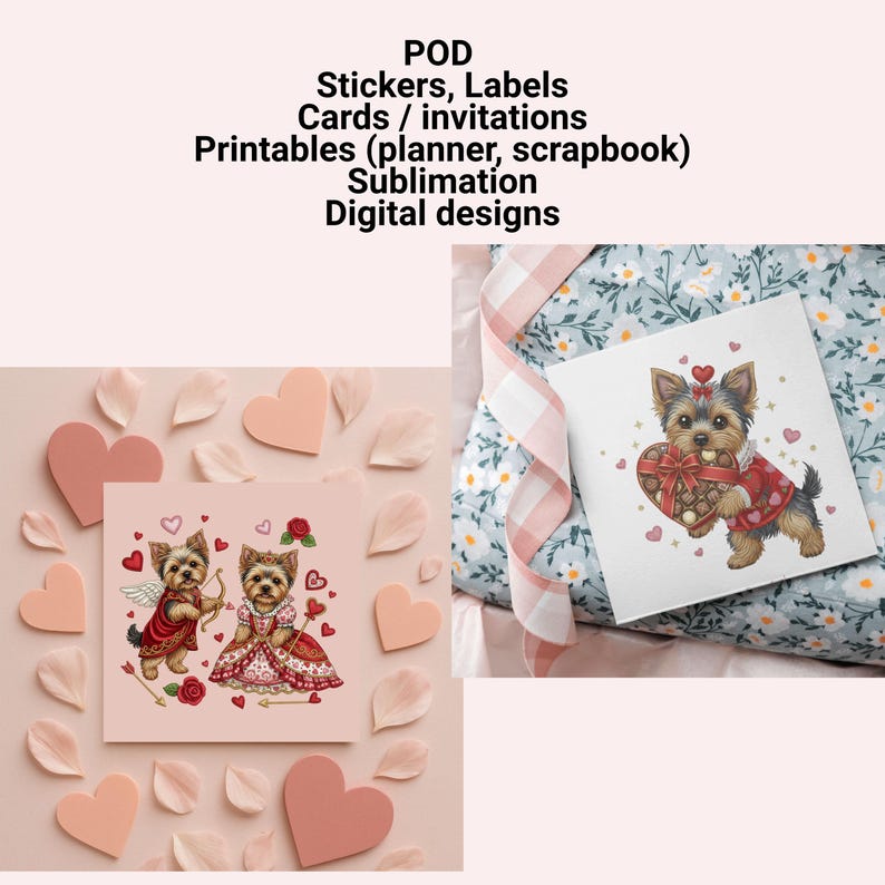 Valentine Yorkie Clipart Bundle – 16 Embroidered Romantic Dog Pngs ...