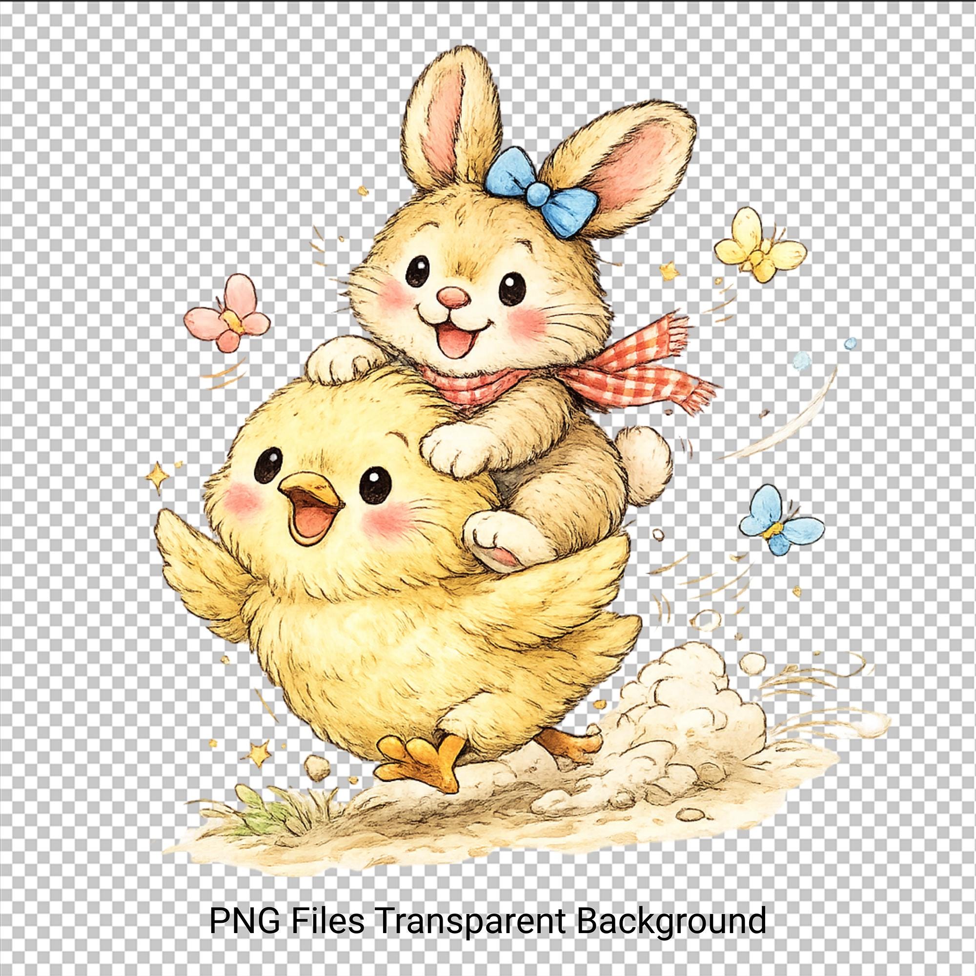 Vintage Easter Bunny Clipart PNG Bundle – 14 Watercolor Spring ...