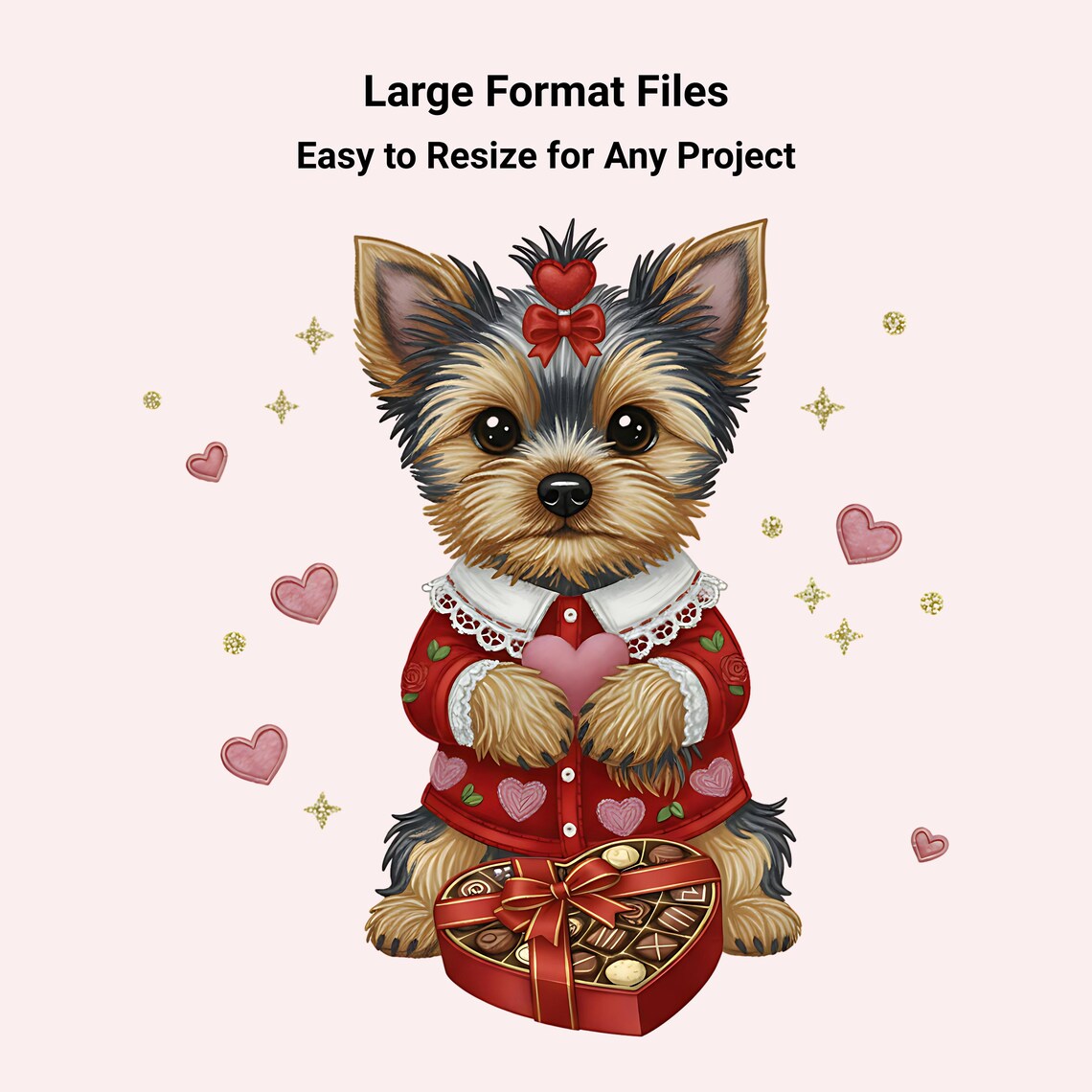 Valentine Yorkie Clipart Bundle – 16 Embroidered Romantic Dog Pngs ...
