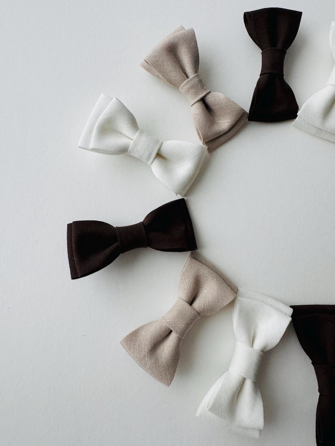 Neutral Fabric Hair Bows Set – Minimalist Handmade Bow Clips - Etsy