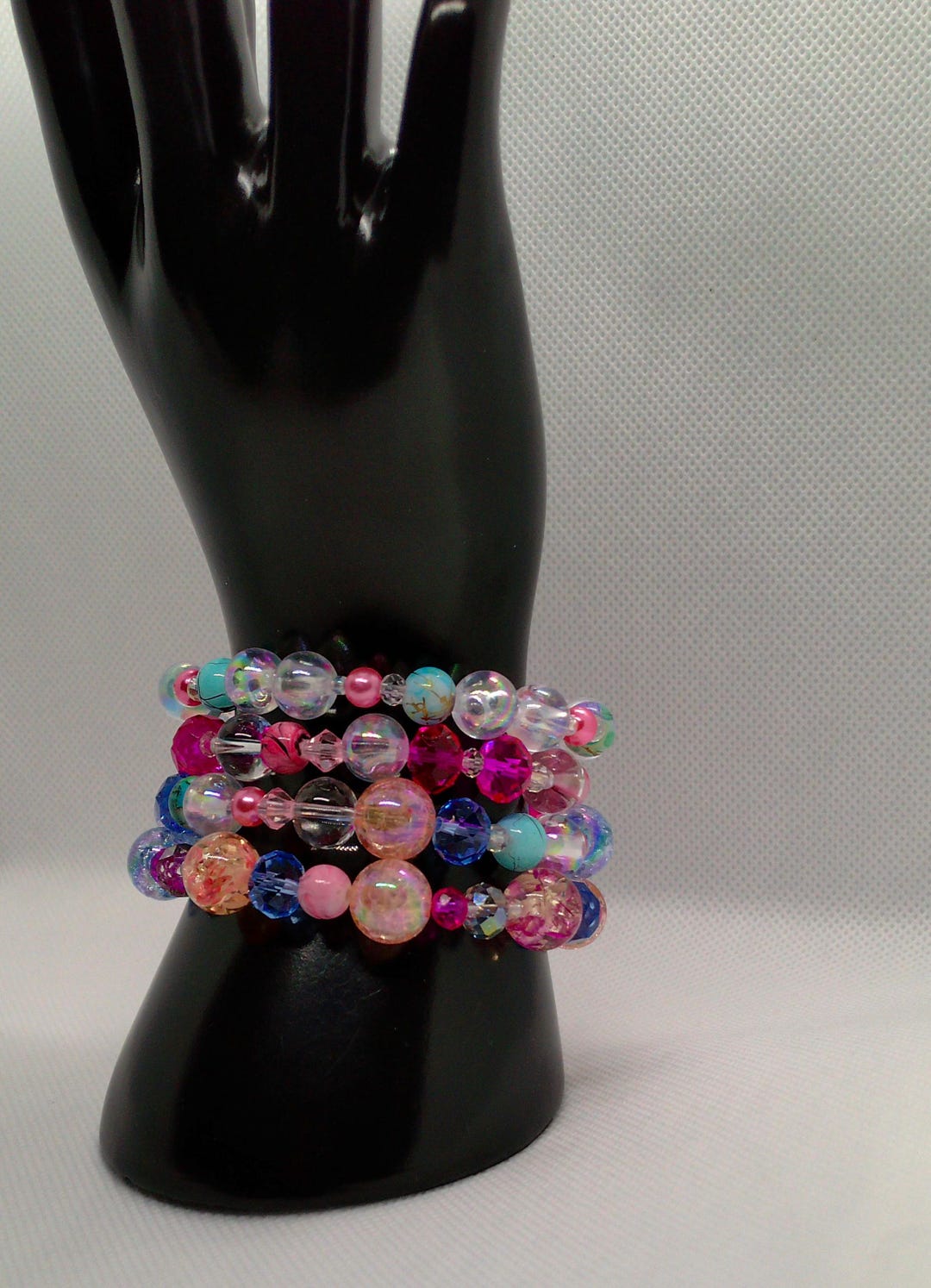 Pink & Blue Multicolor Stackable Boho Bracelet Set - Etsy