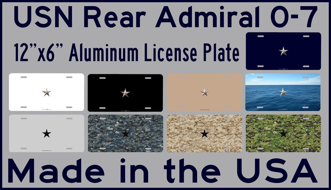 US Navy Rear Admiral O-7 RDML Rank Insignia on Your Choice of 12x6 ...