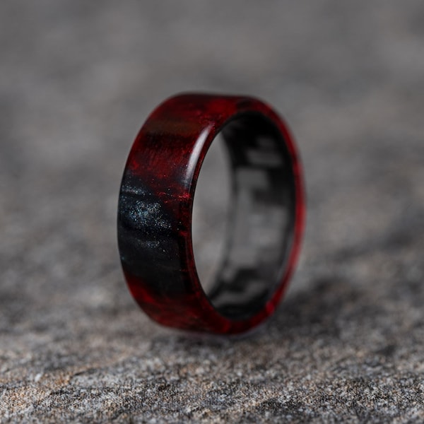 Black and Red Ring - Etsy