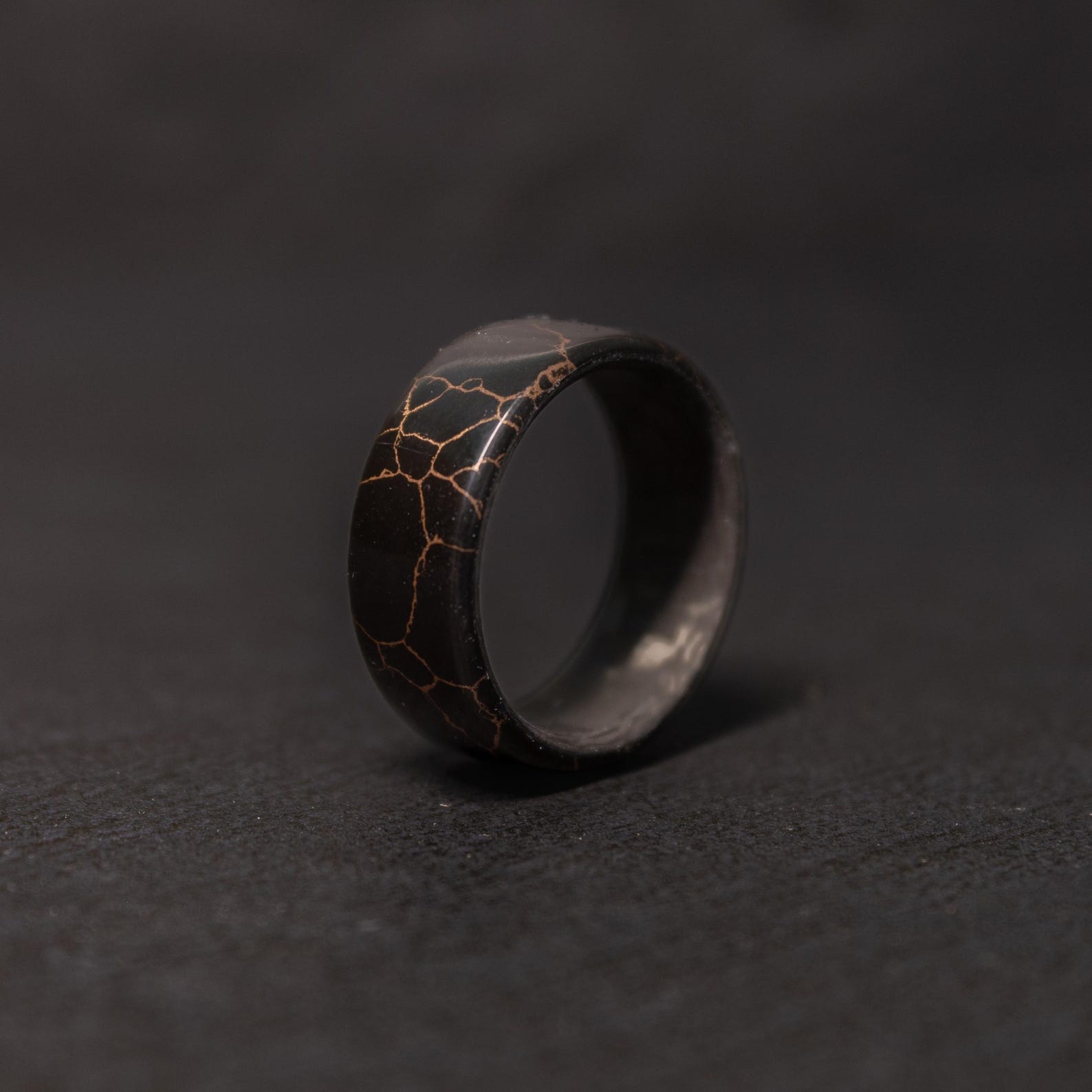 Trustone Black and Rose Gold Ring With Carbon Fiber Core - Etsy