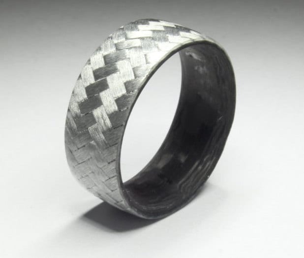 Two Tone Pure Carbon Fiber Ring Texalium Diagonal Pattern | Etsy