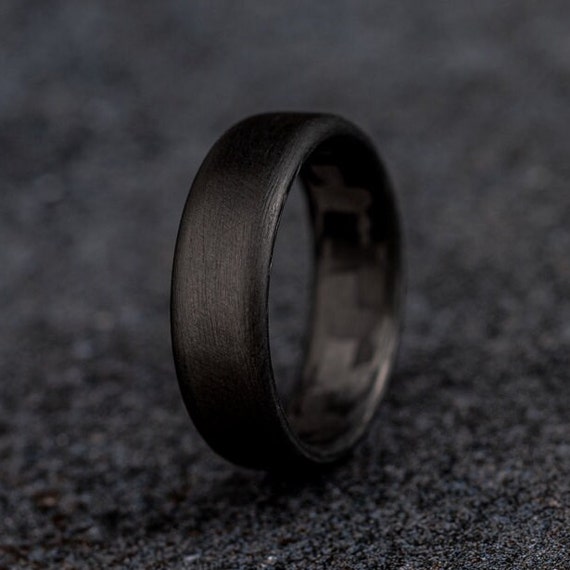 Pure Carbon Fiber Ring Round Top Unidirectional Pattern | Etsy