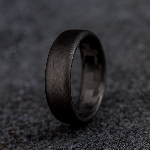 Pure Carbon Fiber Ring - Round Top Unidirectional Pattern, Matte Finish ...