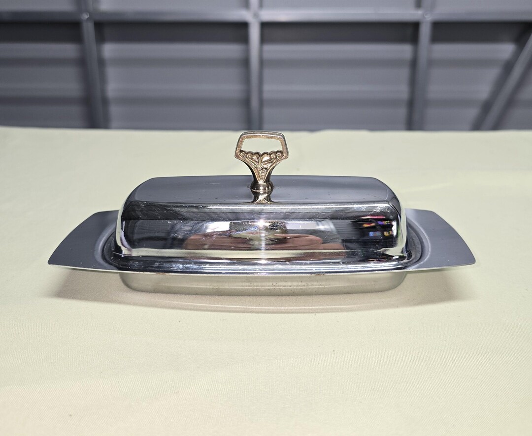 Vintage Kromex Covered Butter Dish With Gold-tone Handle - Etsy