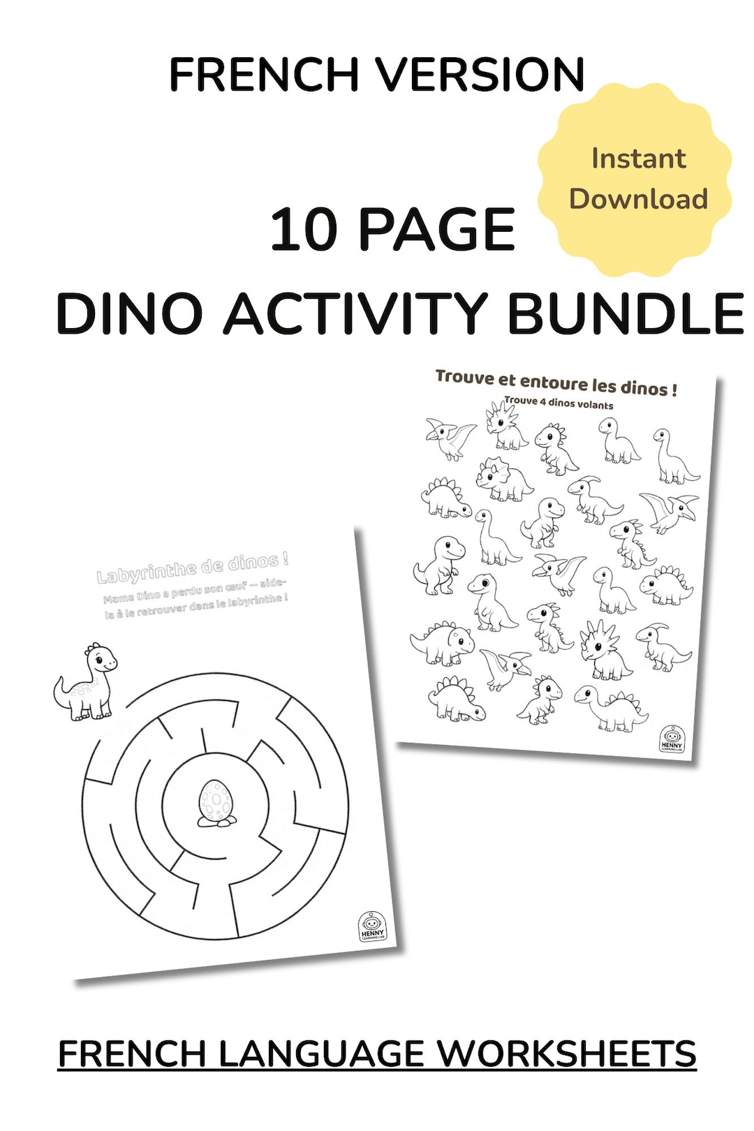 French Dino Activity Bundle – Preschool Printable (PDF) - Etsy