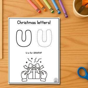 Christmas Letter Tracing Worksheet | Letter U Printable | Preschool ...