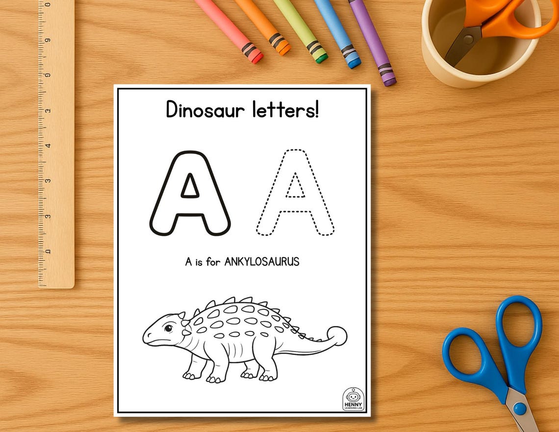 Letter A Dinosaur Tracing Worksheet | Alphabet Printable for Kids ...
