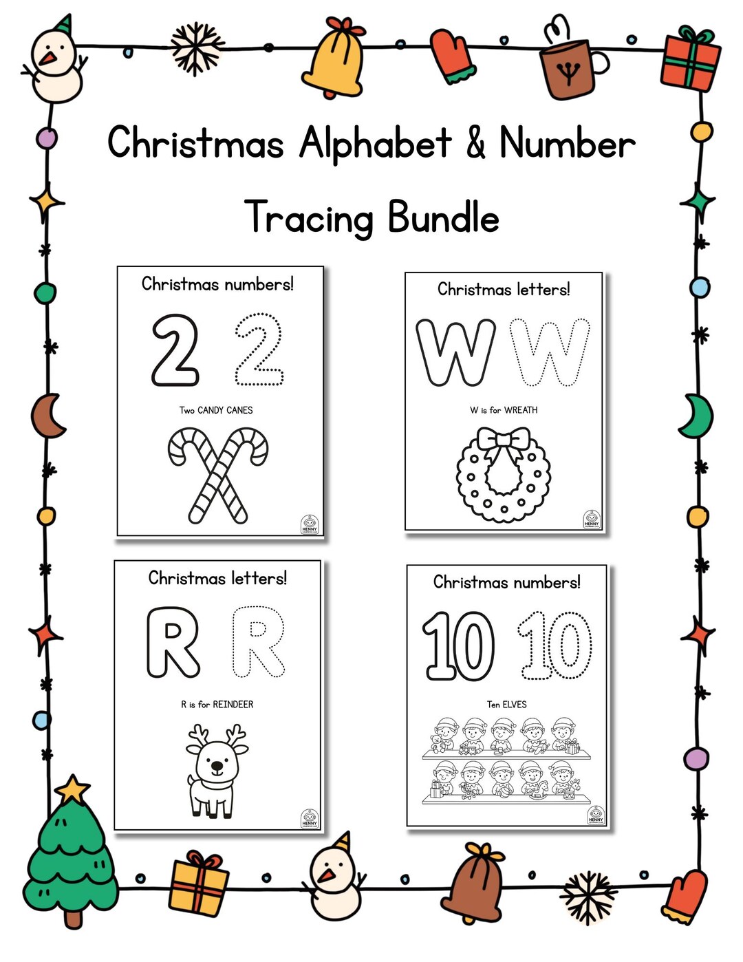Christmas Alphabet & Number Tracing Bundle | A–Z + 1–10 Worksheets ...
