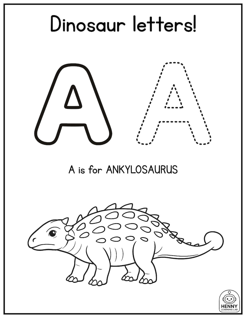 Letter A Dinosaur Tracing Worksheet | Alphabet Printable for Kids ...